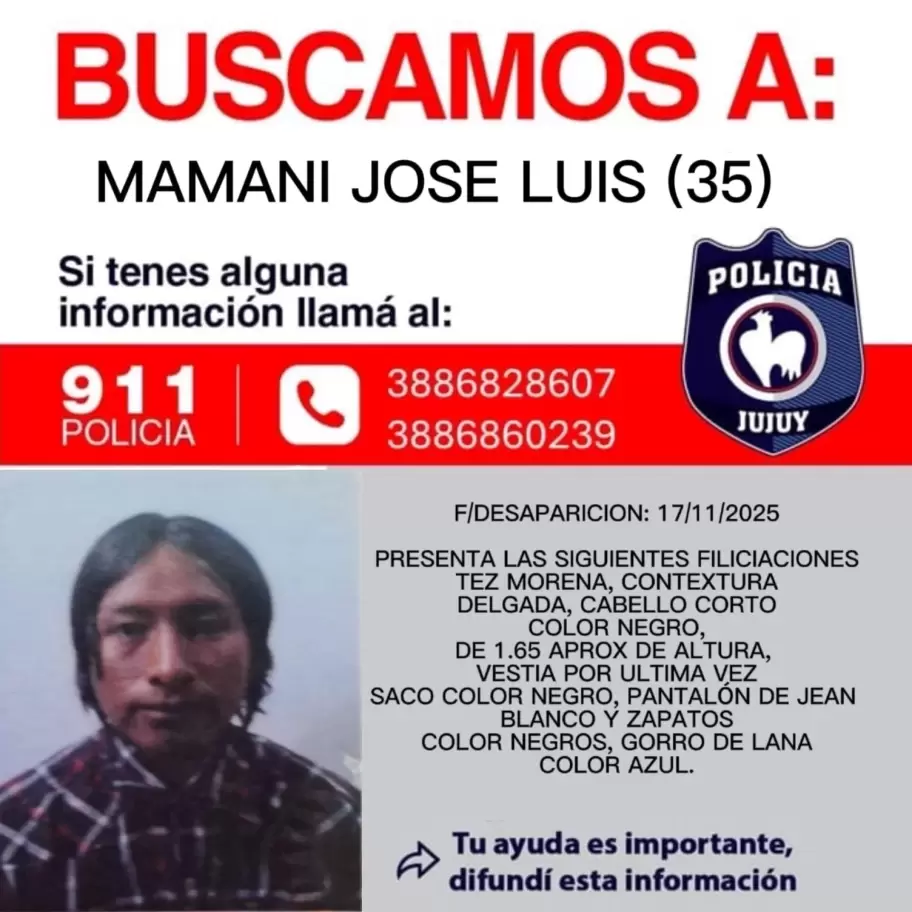 Intensa búsqueda de José Luis Mamaní en La Quiaca - Somos Jujuy